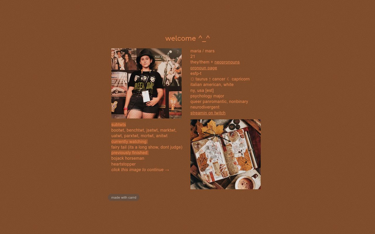 maria / mars carrd